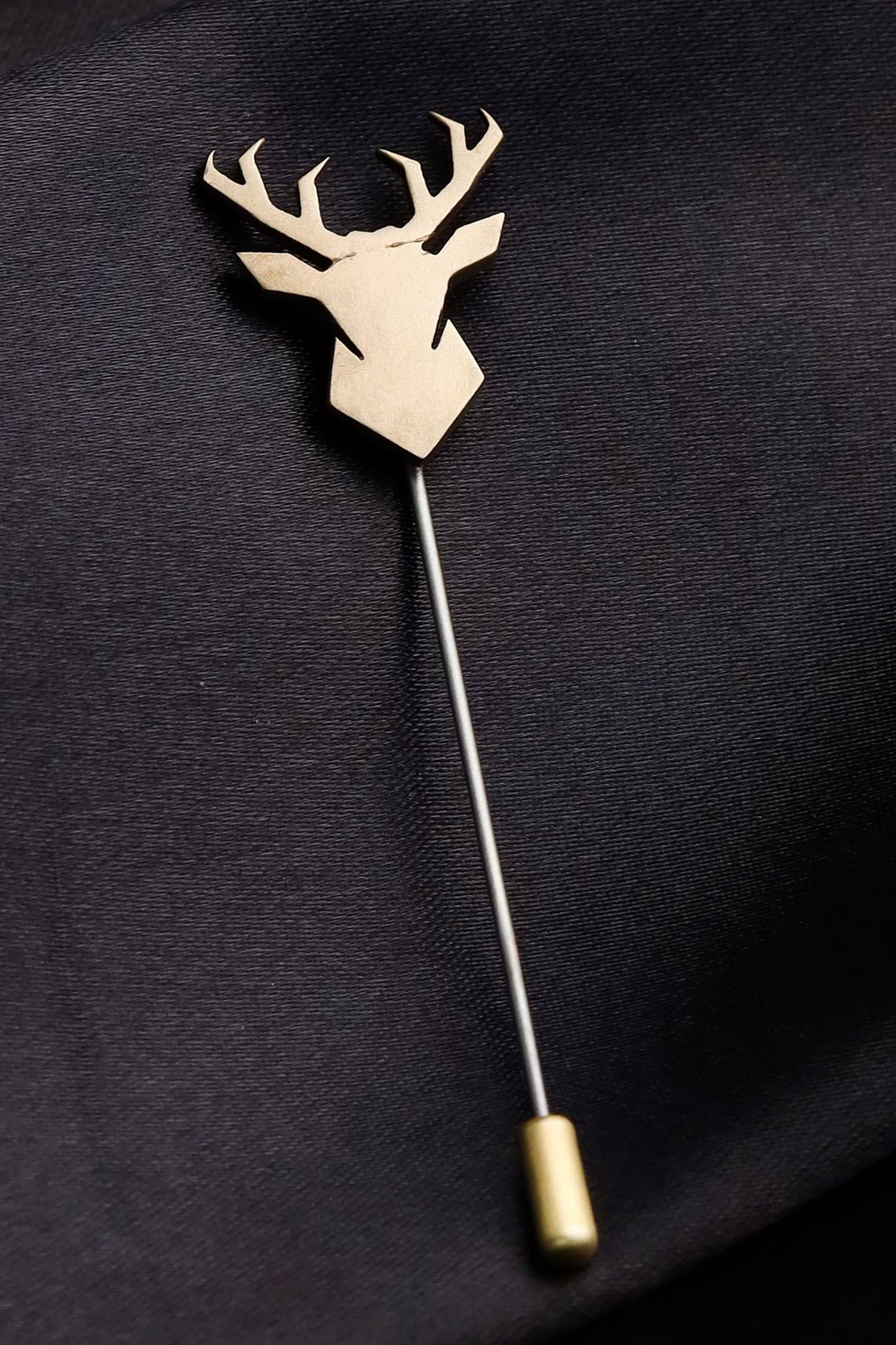 Buy Gold Imperial Stag Lapel Pin by Cosa Nostraa Online at Aza Fashions.