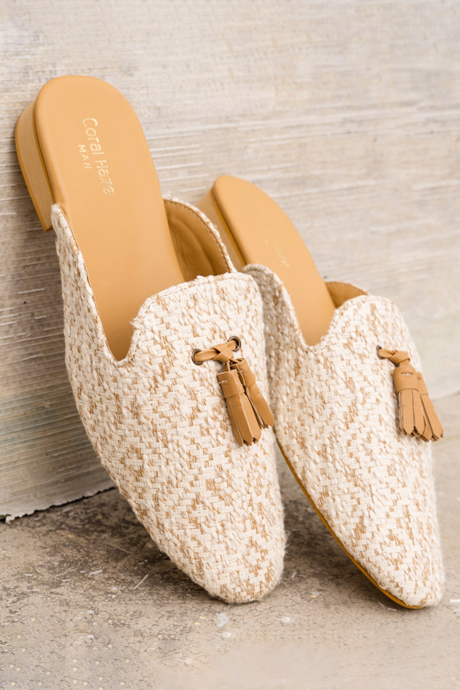 Buy Beige Mason Web Back Open Mules For Men by Coral Haze Online at Aza ...