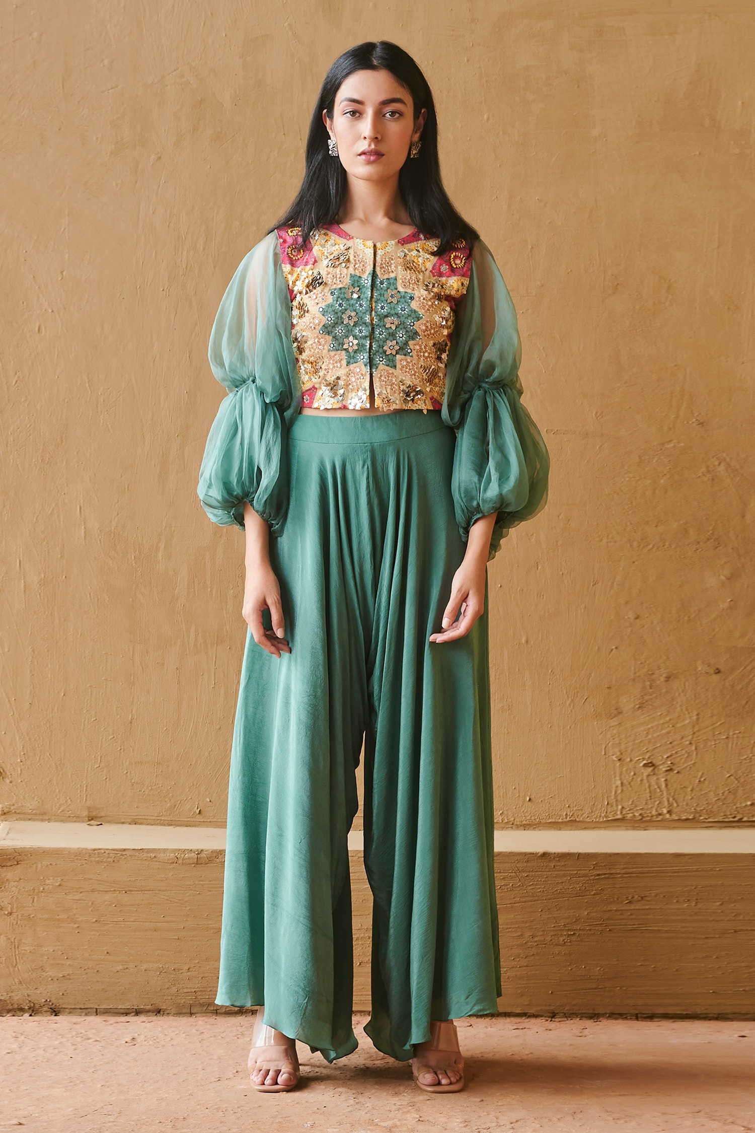 Buy Studio Radical Green Marrakech Print Top And Pant Set Online | Aza ...