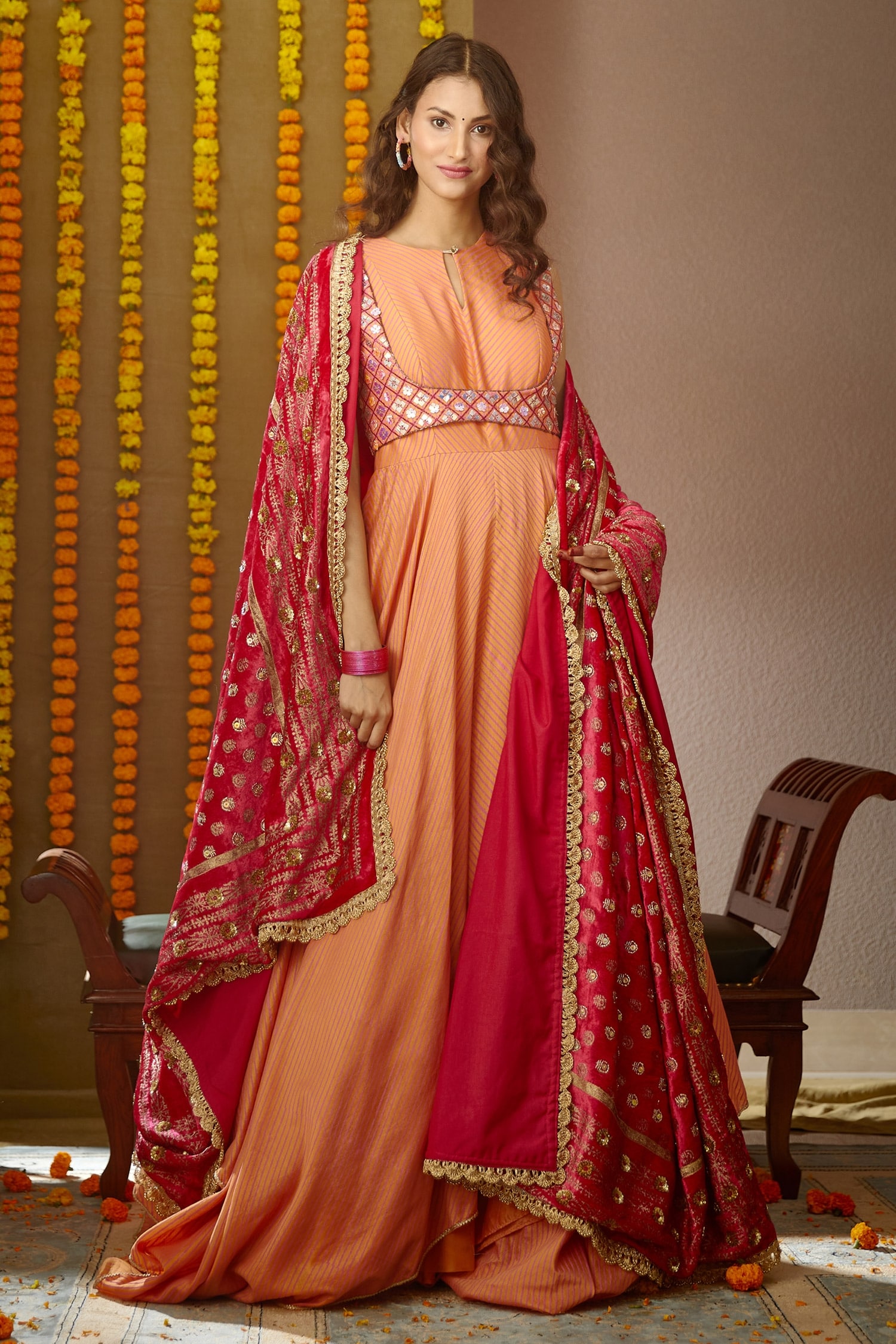 Buy Fuchsia Gulabi Zari Embroidered Dushala by Moledro Online at Aza ...