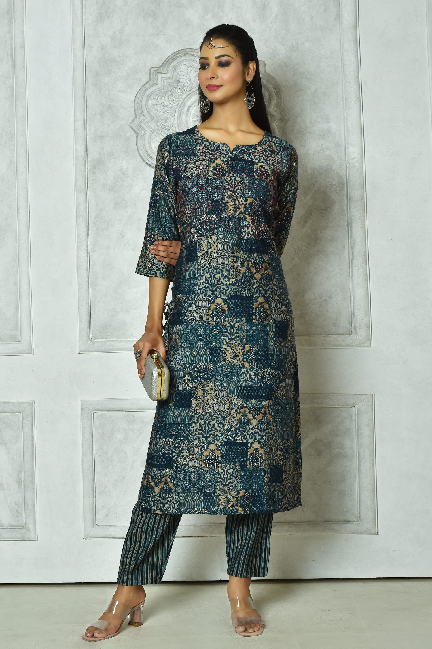 Buy Multi Color Mosaic Print Kurta With Pant For Women by Khwaab by ...