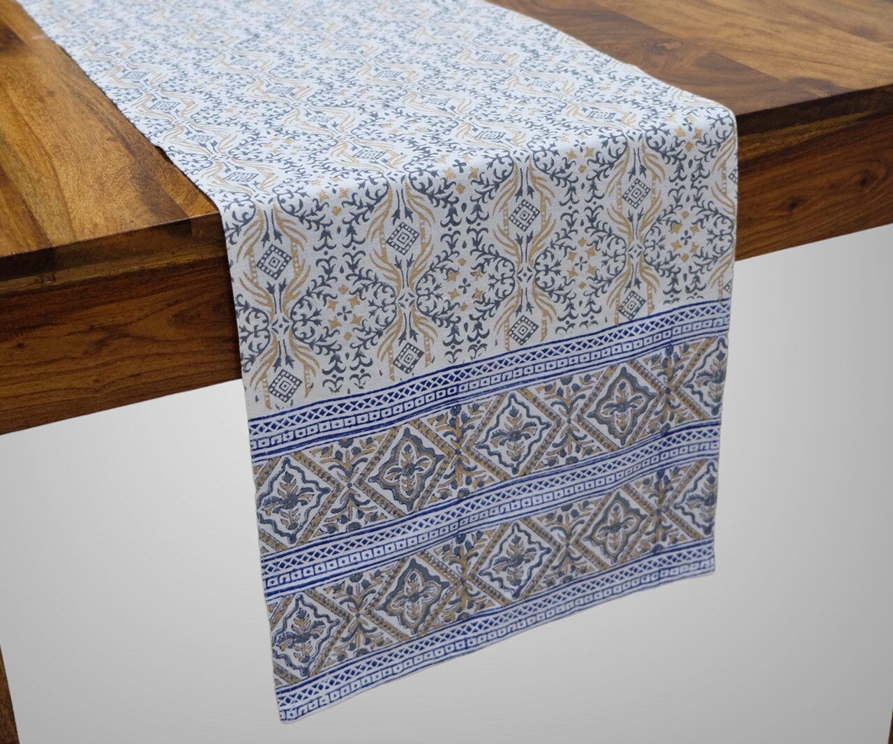 Buy Design Gaatha Mughal Hand Block Print Table Runner Online | Aza ...