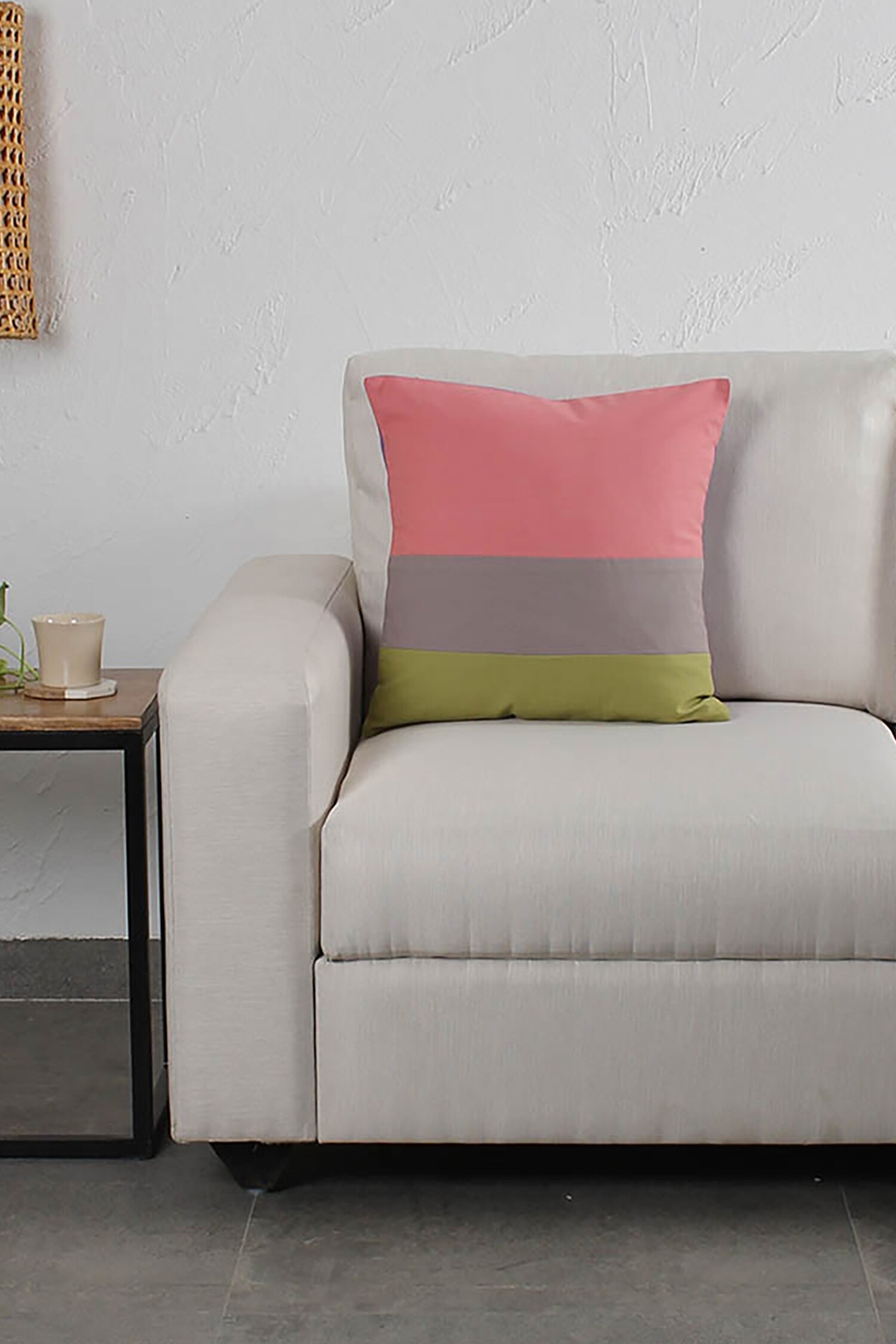 Buy Pink 100% Cotton Bhumiti Colorblock Cushion Cover by House This ...