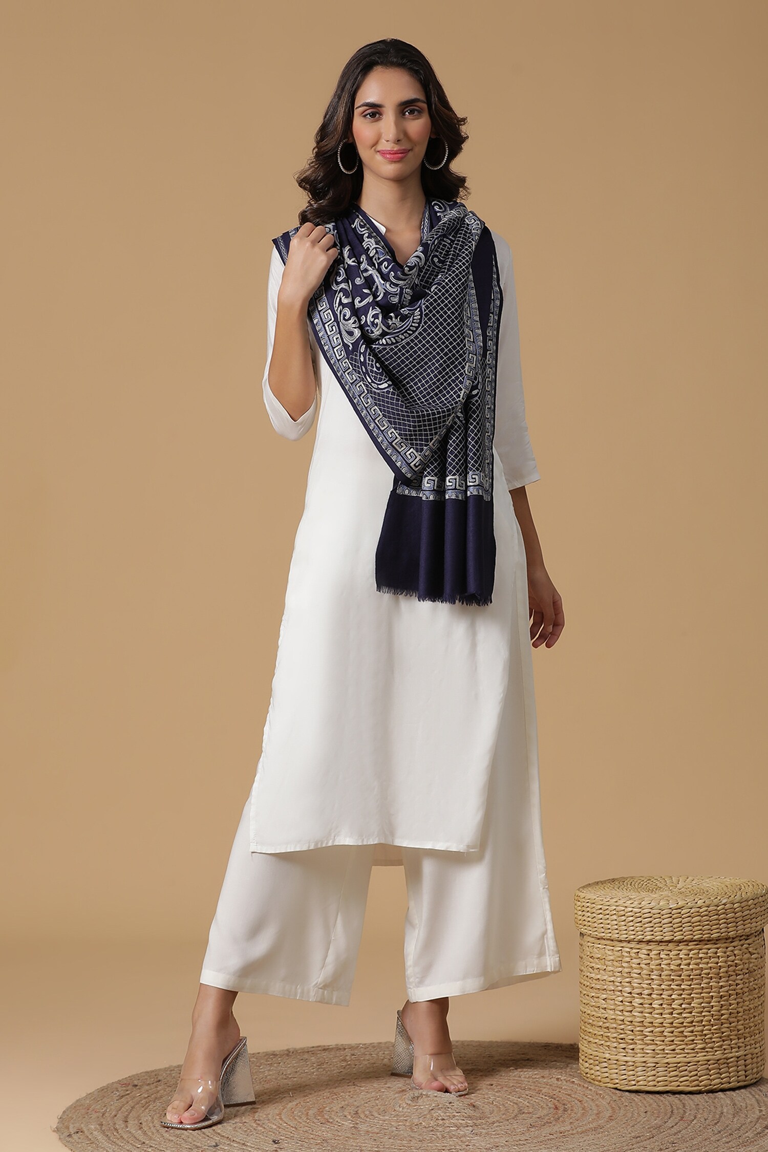 Buy Shingora Checkered Print Stole Online | Aza Fashions