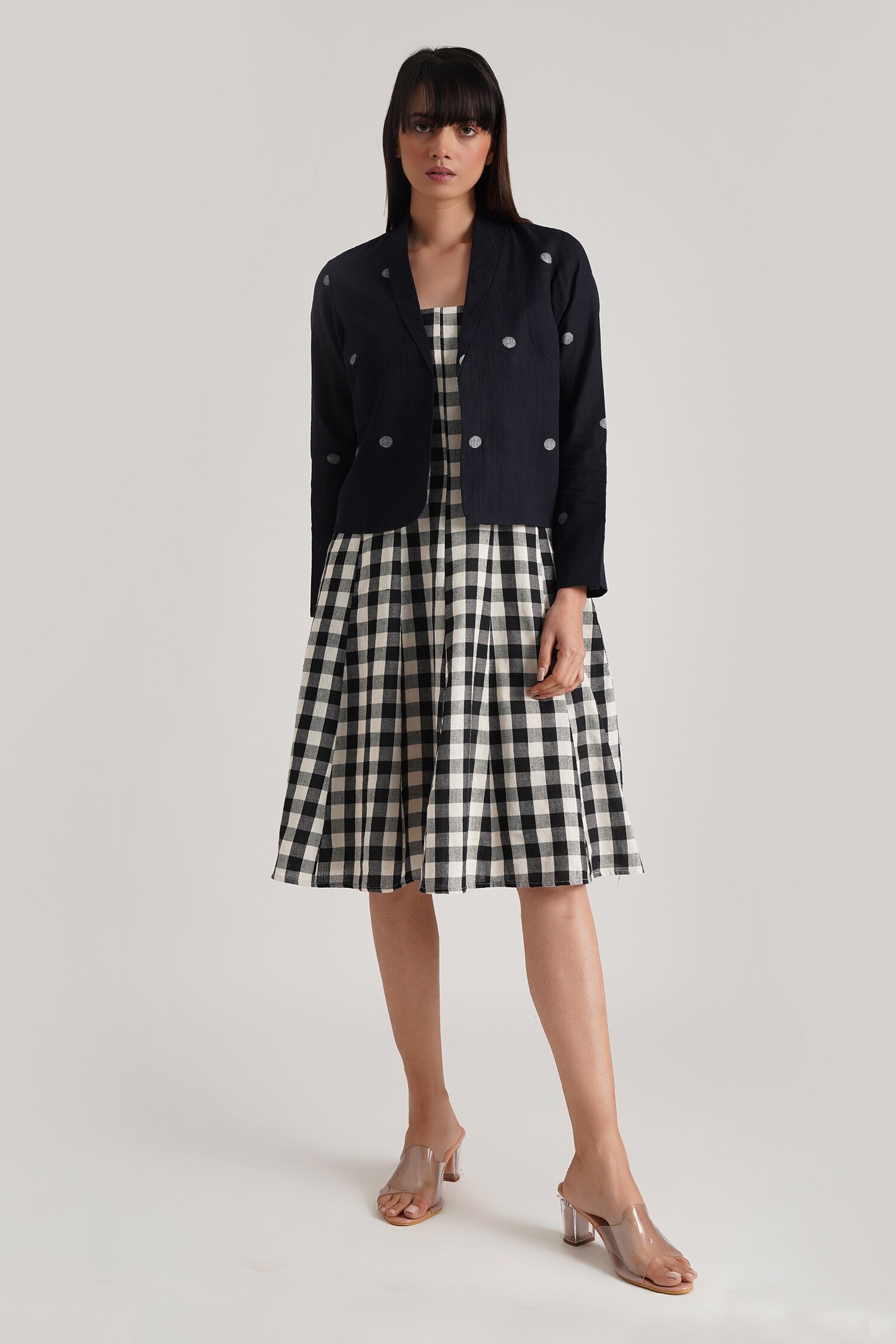 Buy Indigo Dreams Black Handwoven Jamdani Lavinia Checkered Pattern ...