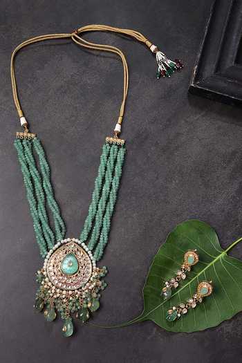 Buy Blue Stone Bead Layered Pendant Necklace Set by Auraa Trends Online ...