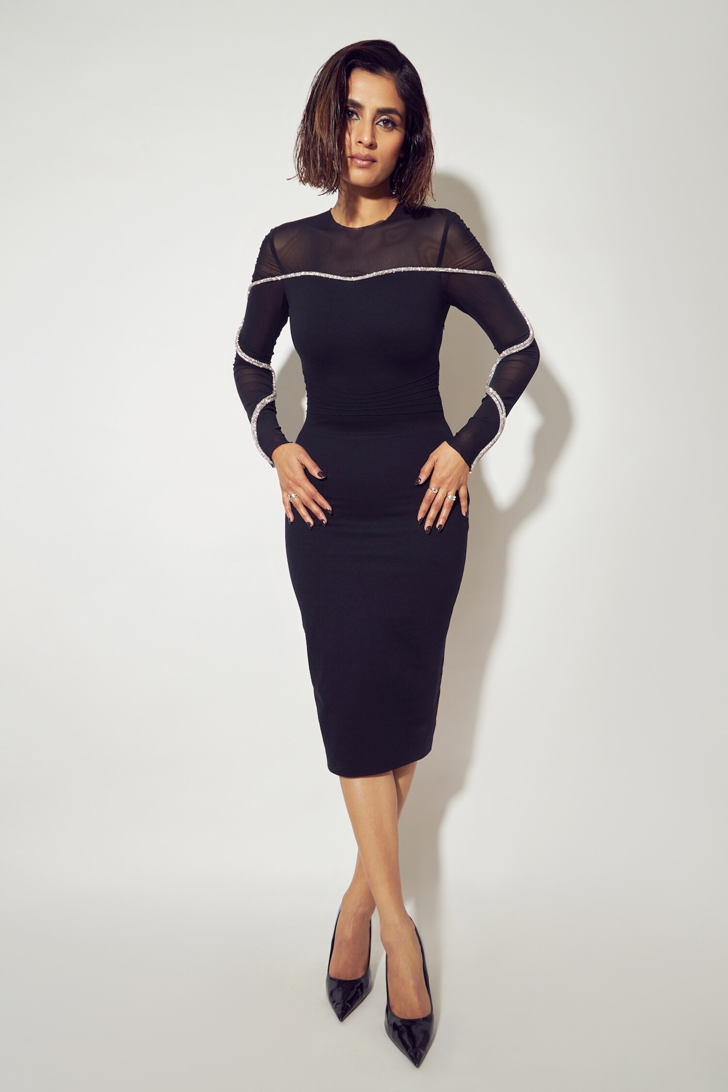 Buy Black Jersey Embellished Glitter Cord The Rexanne Bodycon Dress For ...