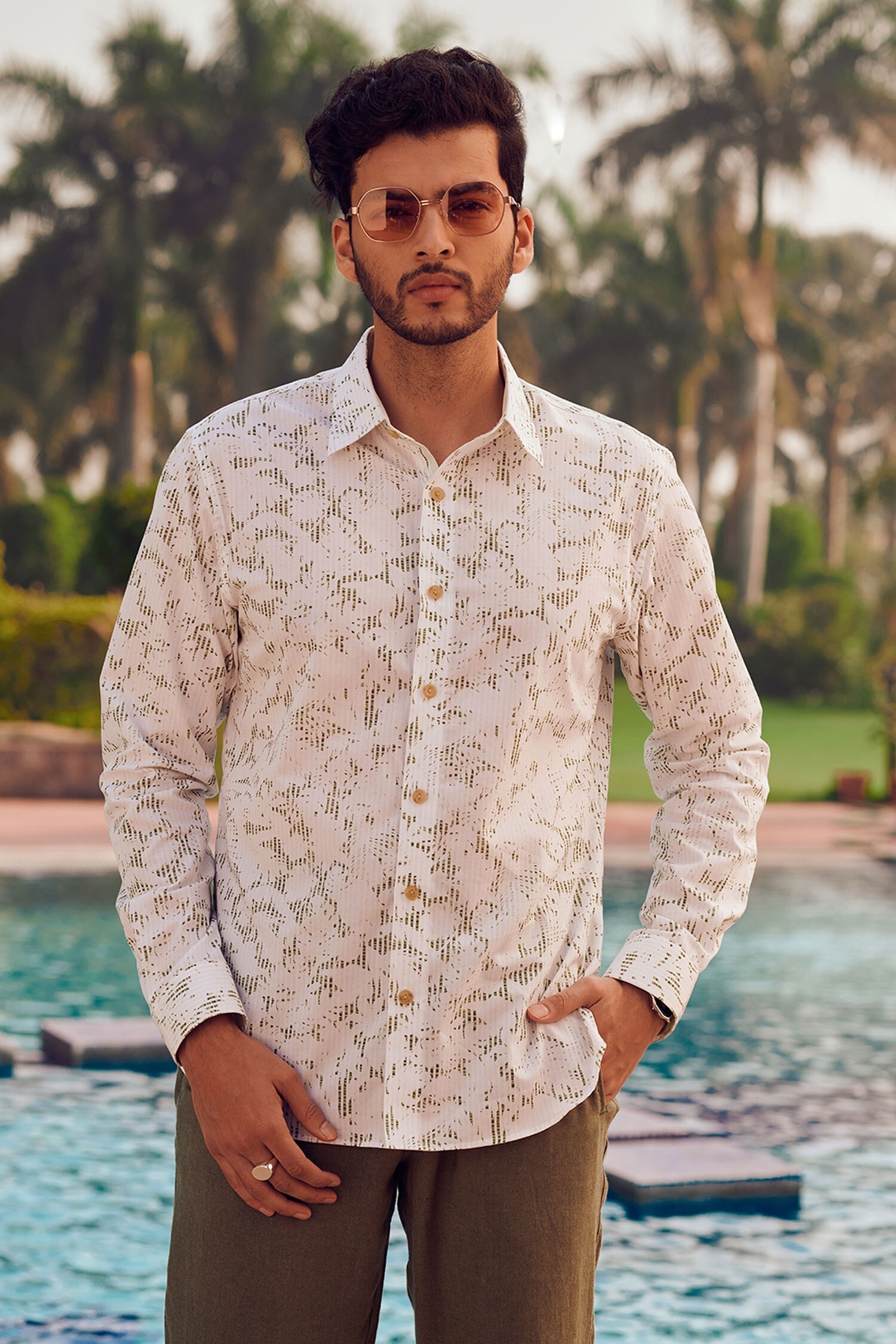 Buy White 100% Cotton Printed Forest Shirt For Men by Philocaly Online ...
