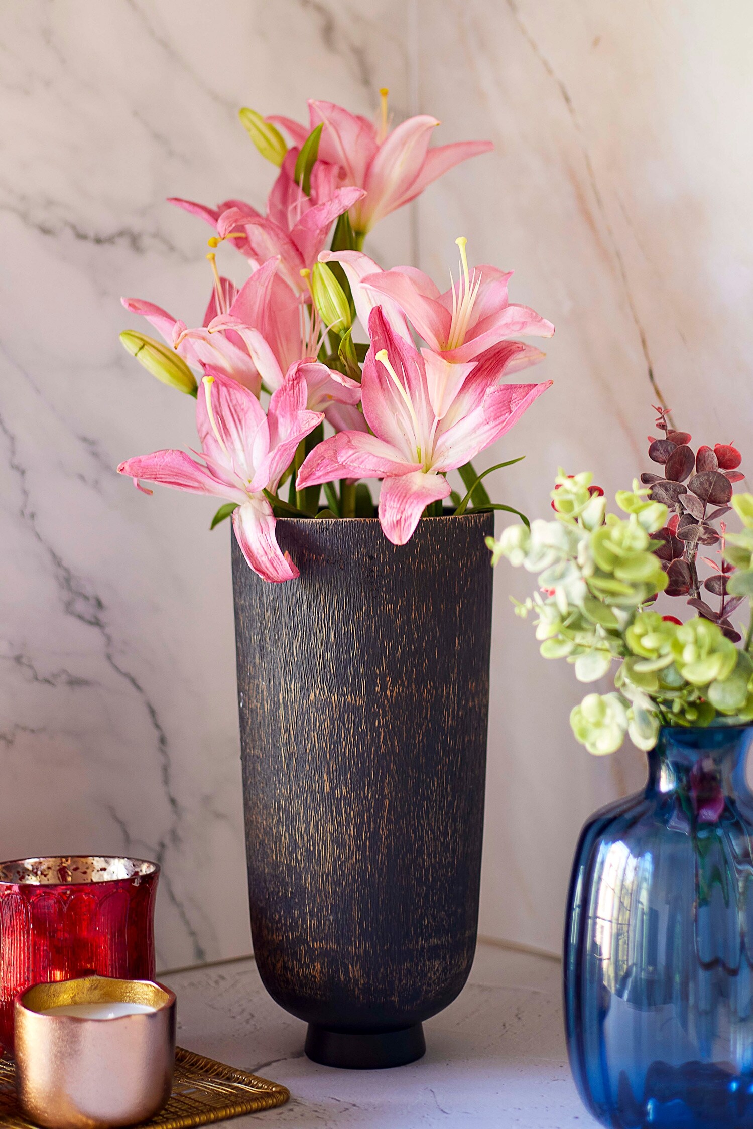 Buy H2H Wood Graphite Cone Vase Online | Aza Fashions