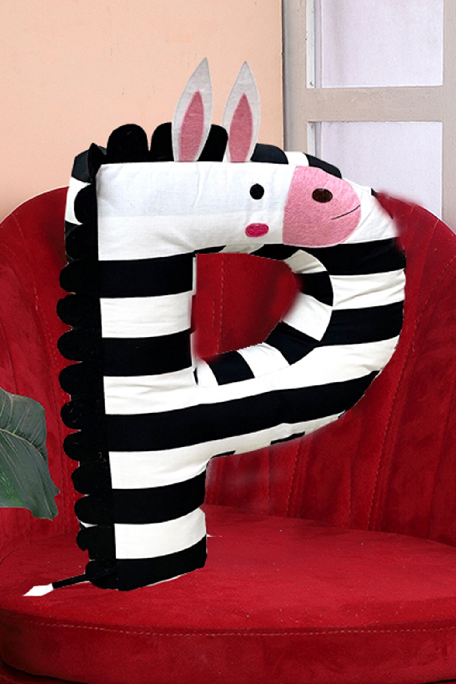 Buy White Cotton P Alphabet Shape Zebra Cushion by My Gift Booth Online ...