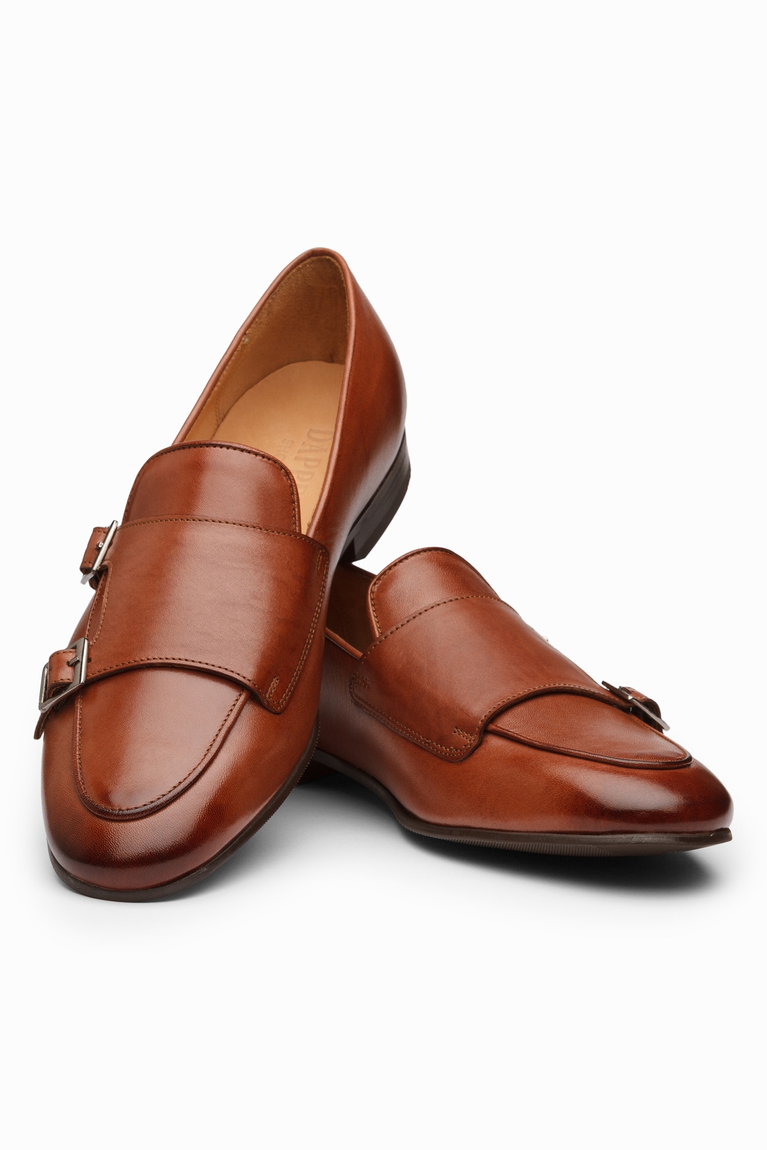 Buy dapper Shoes Brown Leather Double Monk Strap Belgian Loafers Online ...