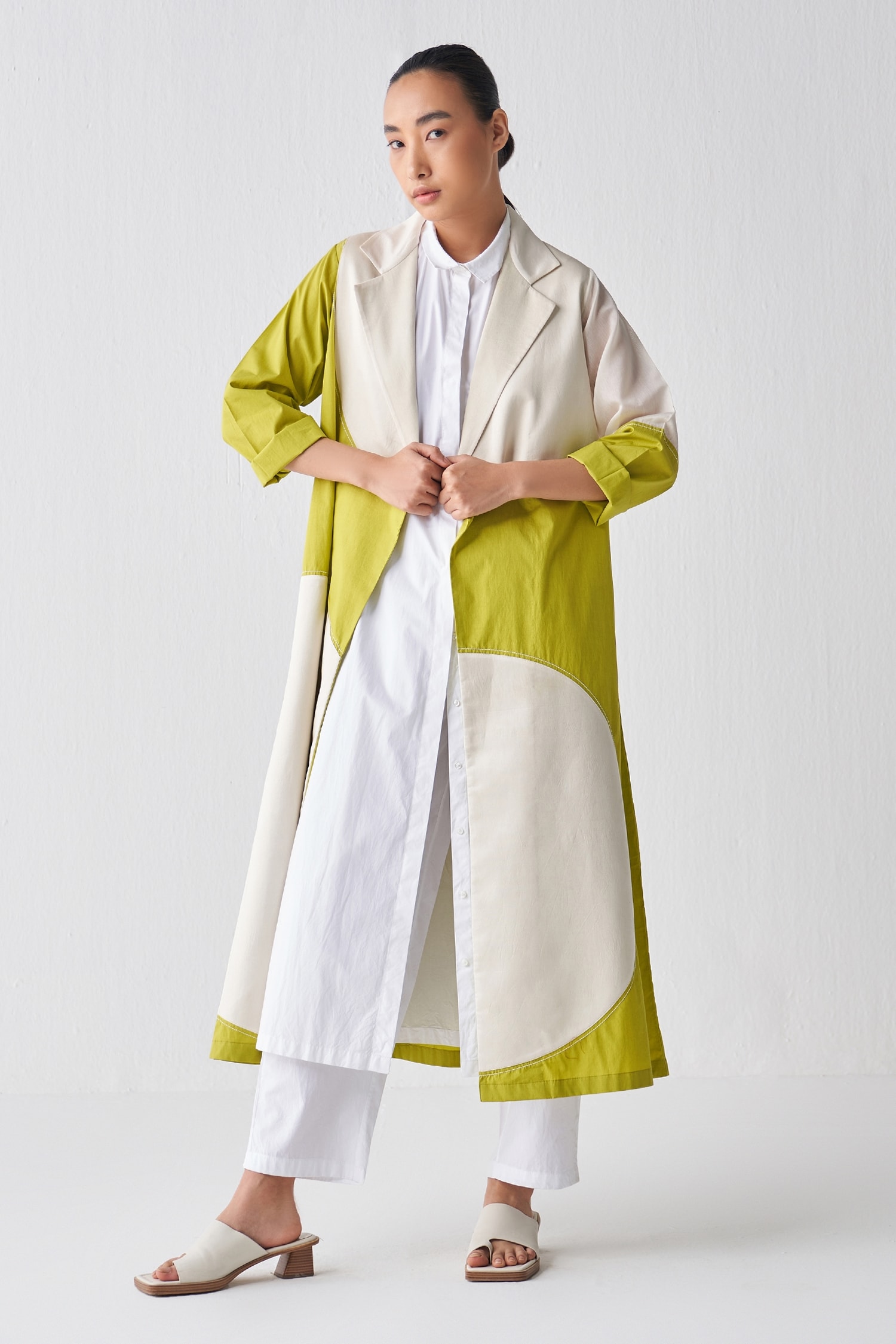 Buy Green Tencel Appliques Moon Notched Lapel Jacket For Women by THREE ...