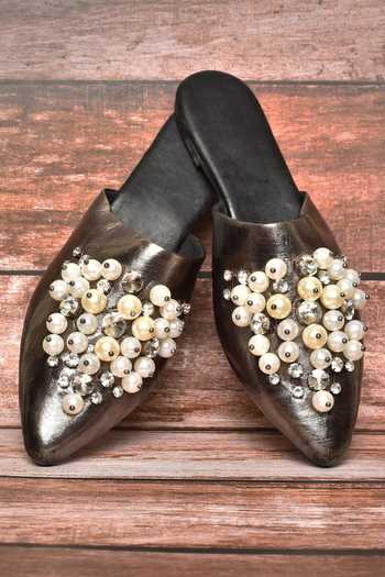 Buy Grey Embellished Bead Mules by Samyukta Singhania Online at Aza ...