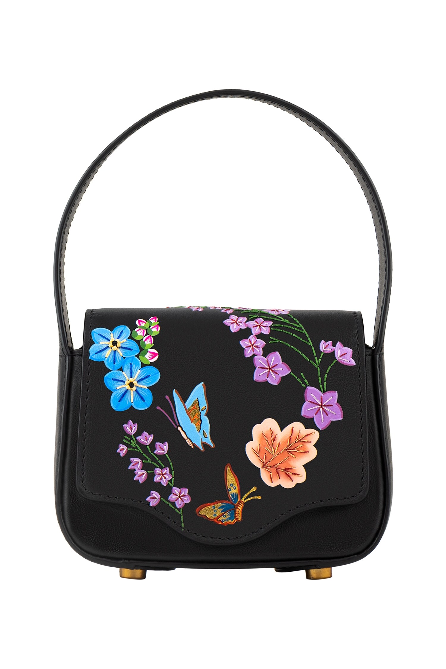 Buy Aranyani Nepa Leather Floral Handpainted Top Handle Bag Online ...