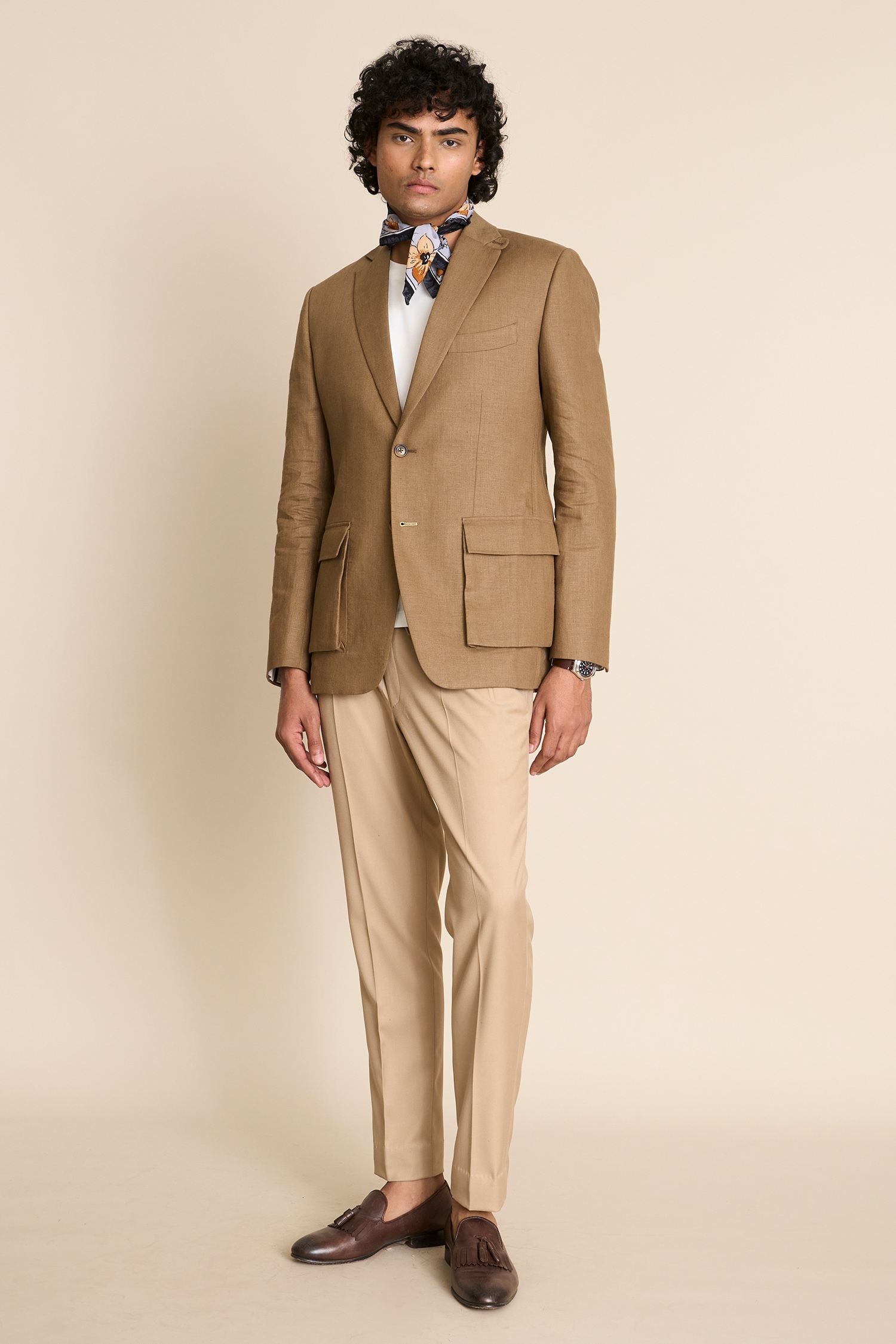 Buy Gargee Designers Beige Linen Weekend Blazer Online | Aza Fashions