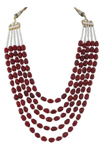 Buy Riana Jewellery Maroon Beaded Multi-layered Mala Online | Aza Fashions