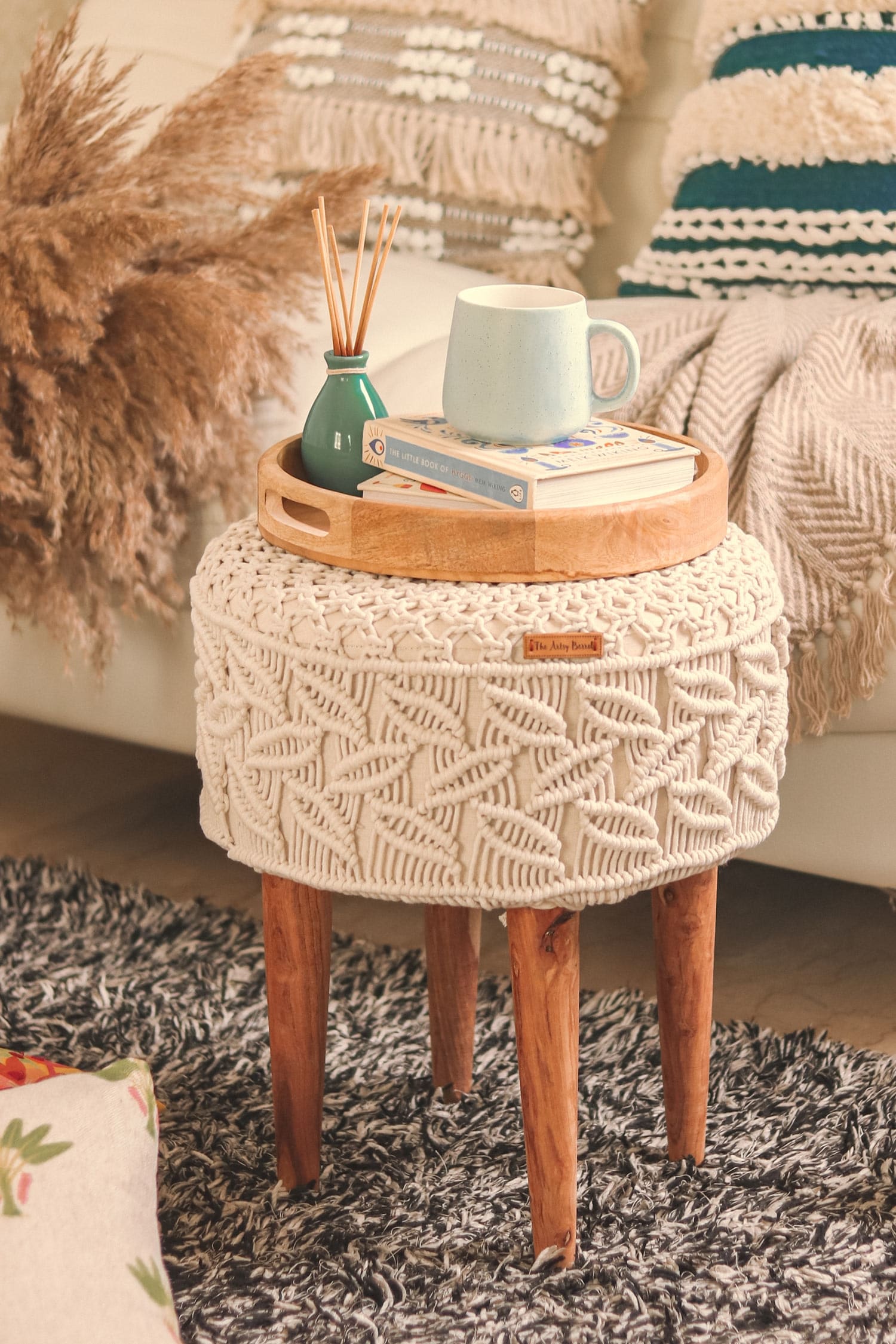 Buy The Artsy Barrel Woven Boho Stool Online | Aza Fashions