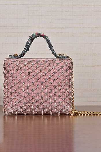 Buy Pink Embellished Geometric Box Clutch by Soniya G Online at Aza ...