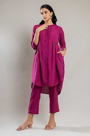 Buy Doodlage Pink Naomi Upcycled Cotton Gathered Tunic Online | Aza ...