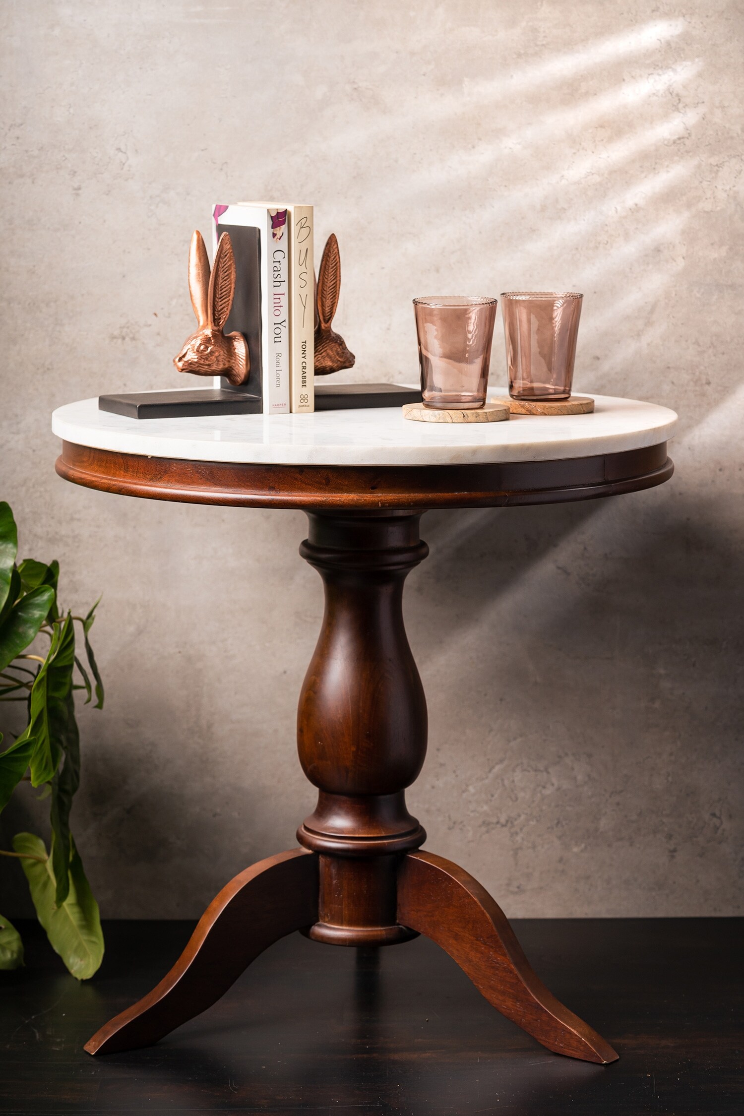 Buy S.G. Home Victoria Solid Wood And Marble End Table Online | Aza ...
