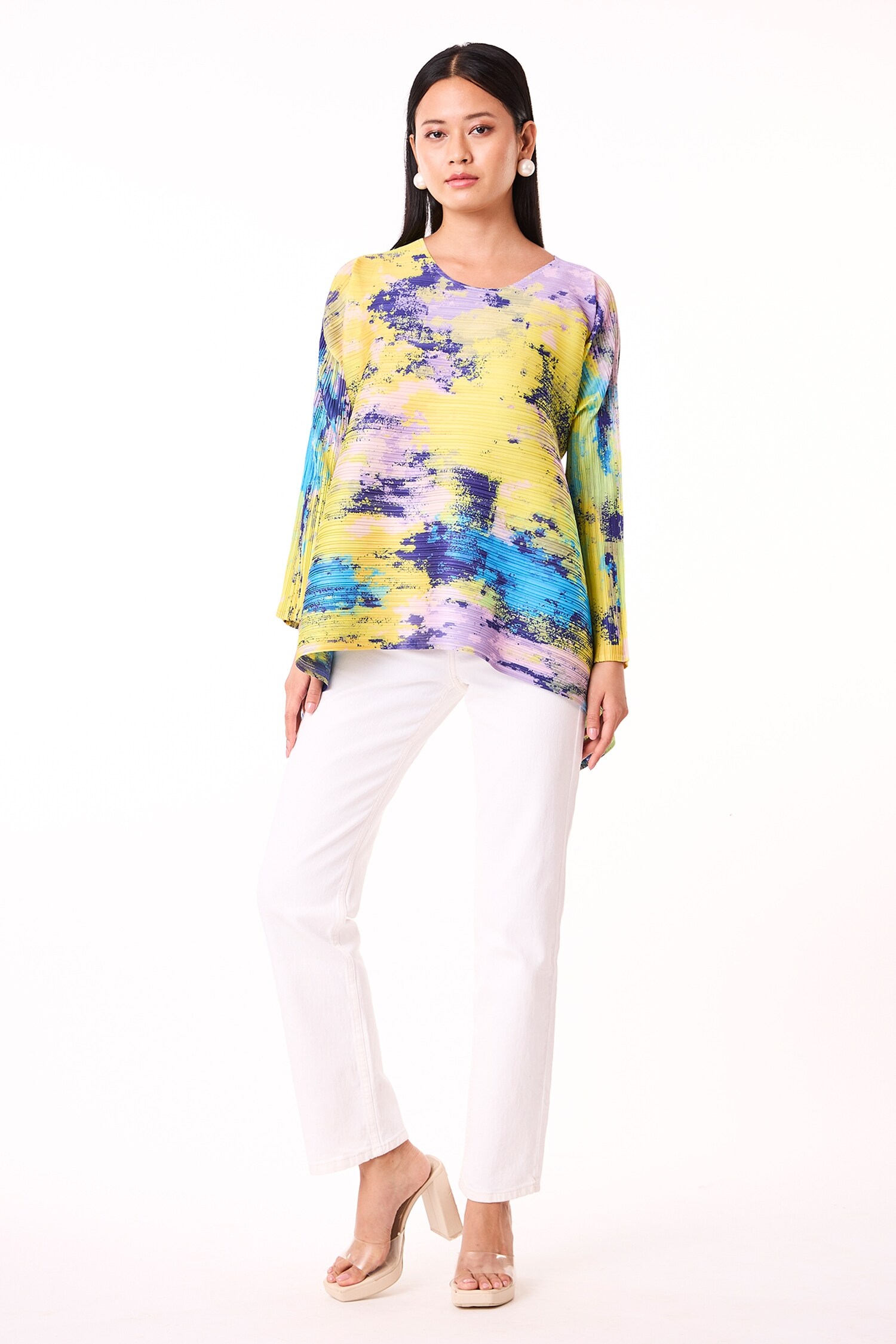 Buy Purple Round Erin Waterfall Hem Top For Women by Scarlet Sage ...