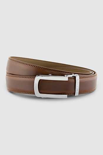 Buy Brown Leather Glossy Buckle Belt by HALDÈN Online at Aza Fashions.