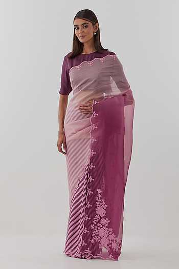 Buy AMISHA KOTHARI Pink Suman Printed Half And Half Saree Online | Aza ...