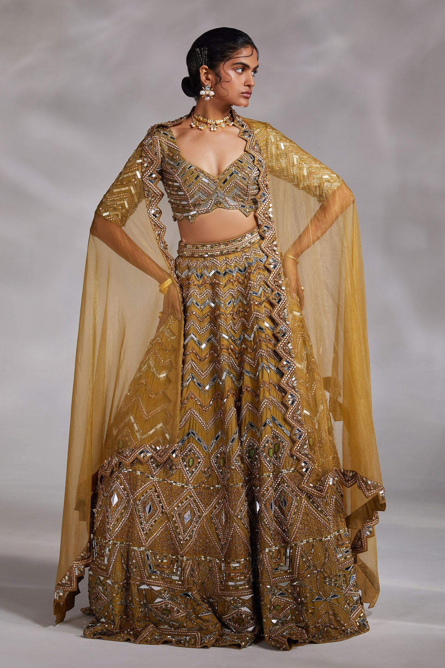 Buy Divya Aggarwal Yellow Blouse Haven Silk Embellished Lehenga Set ...