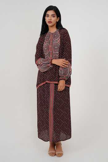 Buy More Soul Brown Viscose Diamond Print Blouse Online | Aza Fashions