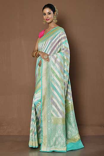 Buy Multi Color Handloom Cotton Embroidered Zari Saree For Women by ...