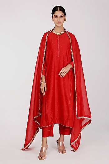 Buy Komal Shah Cotton Embroidered Kalidar Kurta Set Online | Aza Fashions