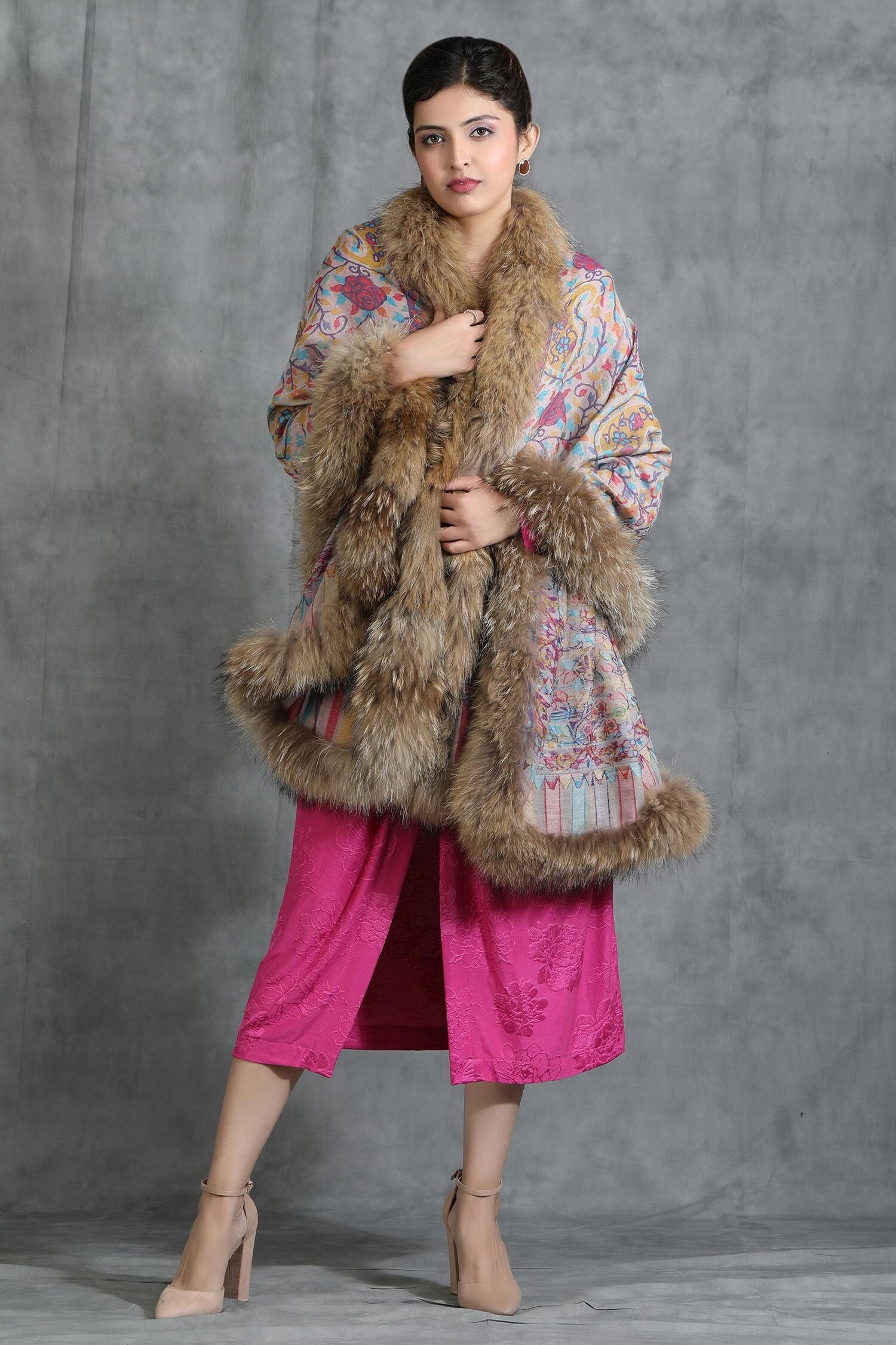 Buy Multi Color Woven Pashmina Wool Kani Fur Stole by DUSALA Online at ...