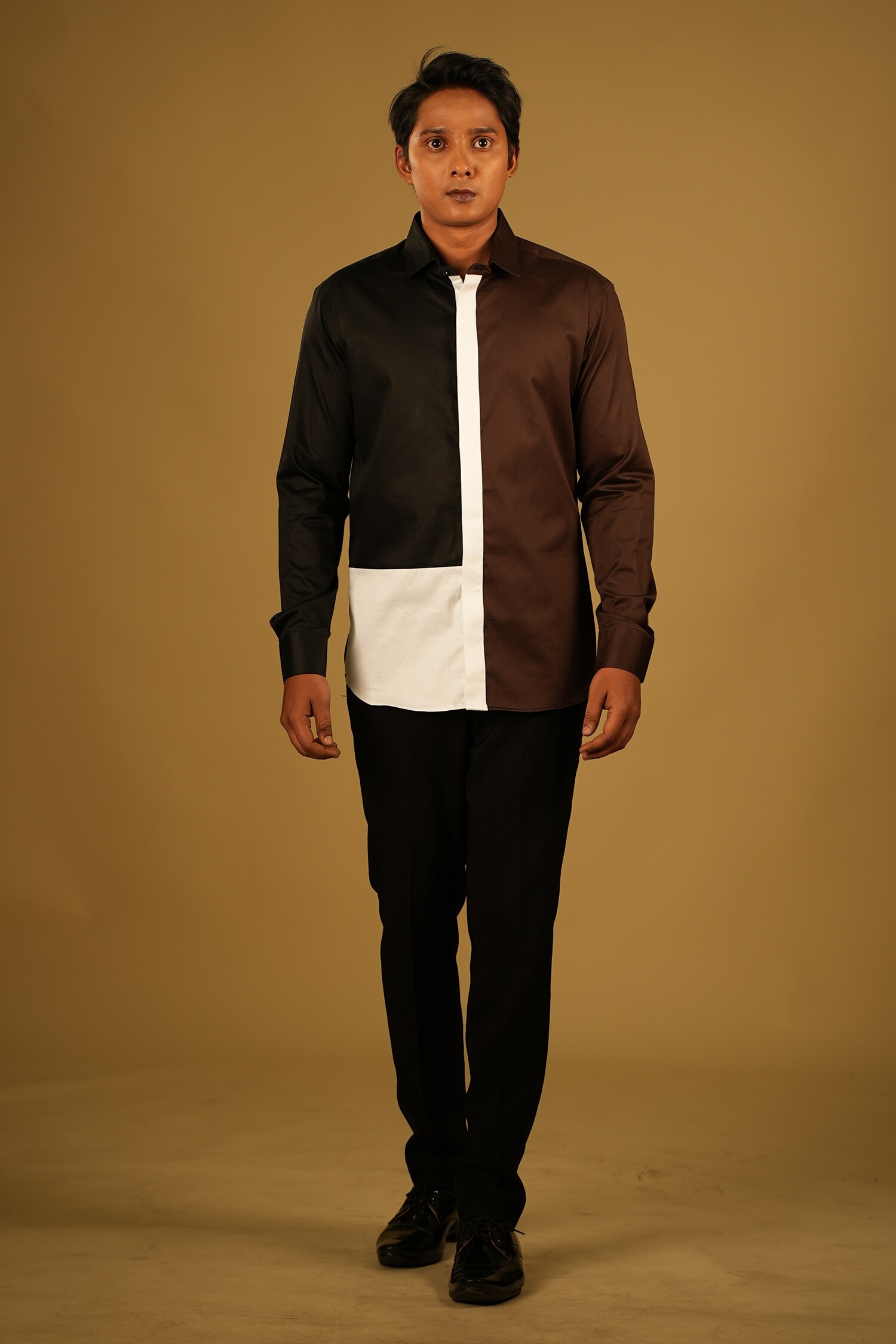 Buy Hilo Design Brown Giza Cotton One Trizy Shirt Online | Aza Fashions