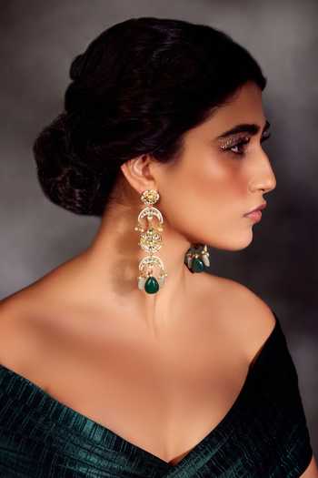 Buy Paisley Pop Bhamini Half Moon Shaped Earrings Online | Aza Fashions