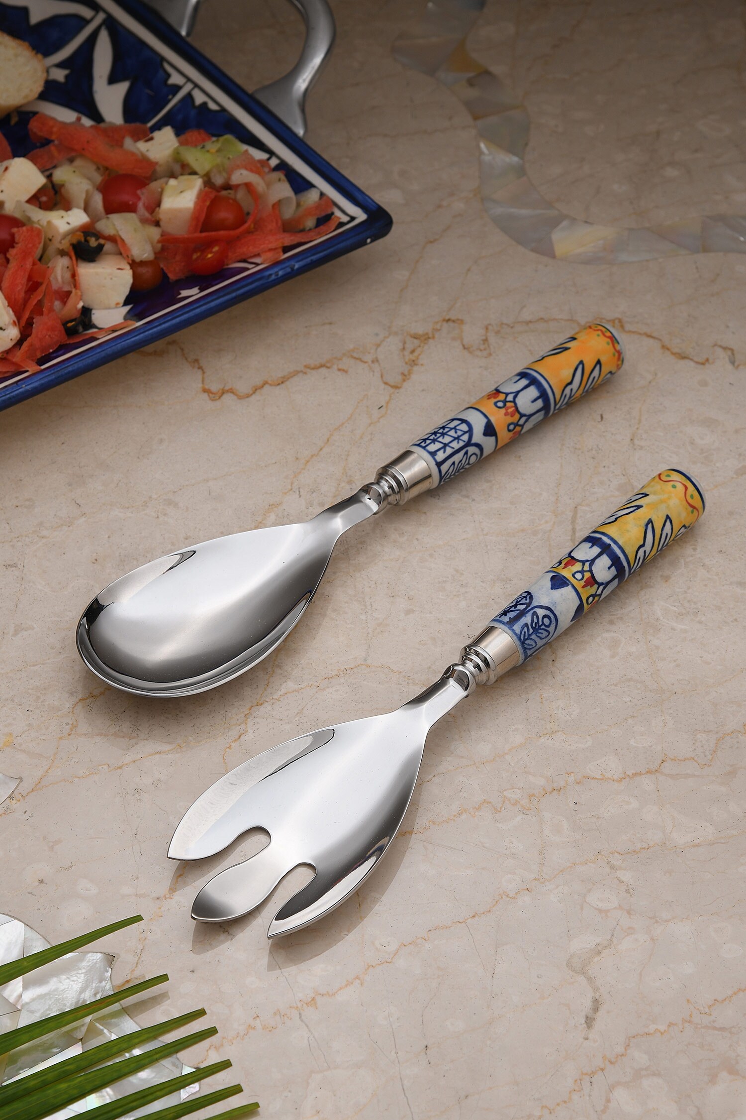 Buy Amoli Concepts Hand Painted Stainless Steel Salad Servers - Set Of ...