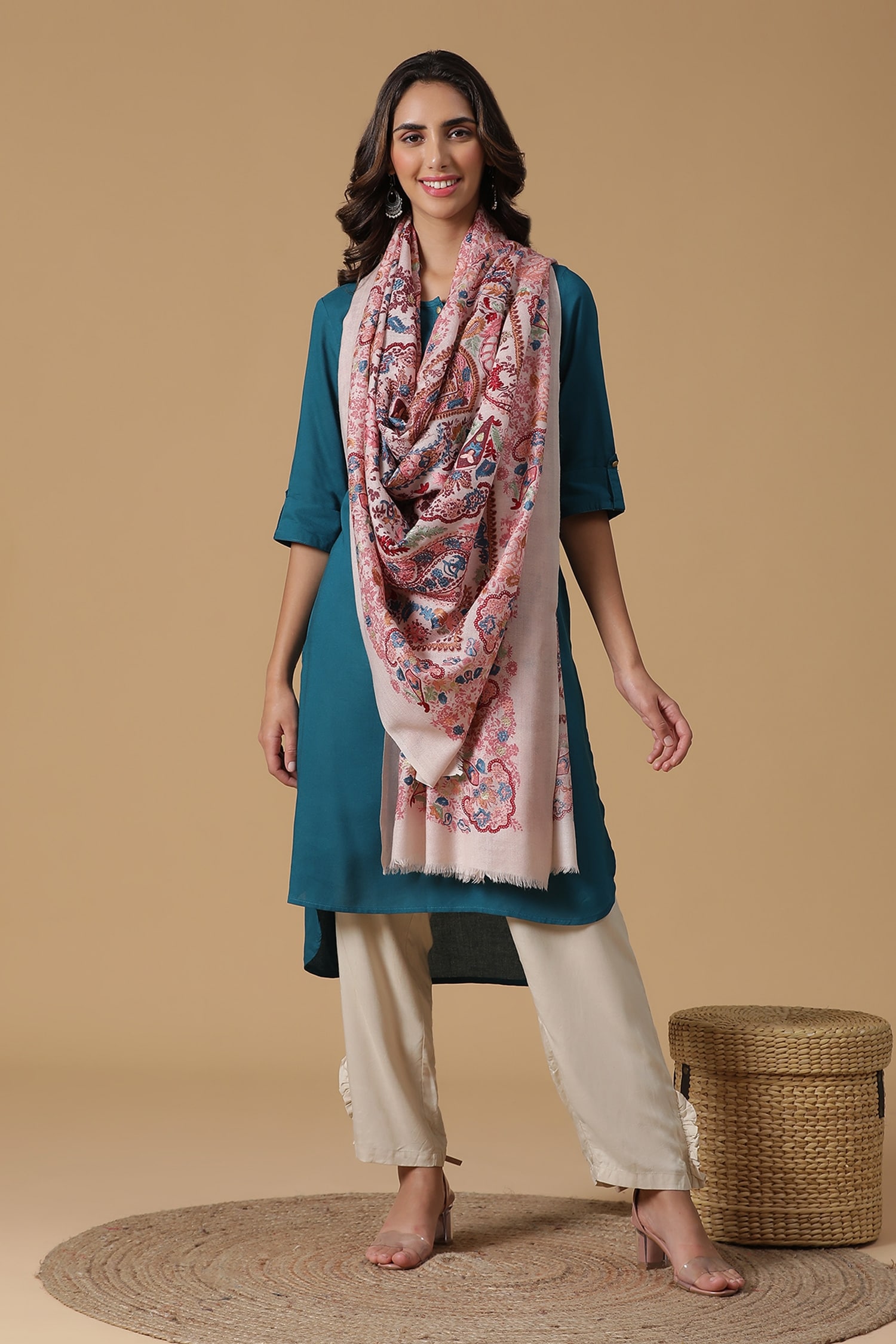 Buy Shingora Paisley Embroidered Frayed Detailing Shawl Online | Aza ...