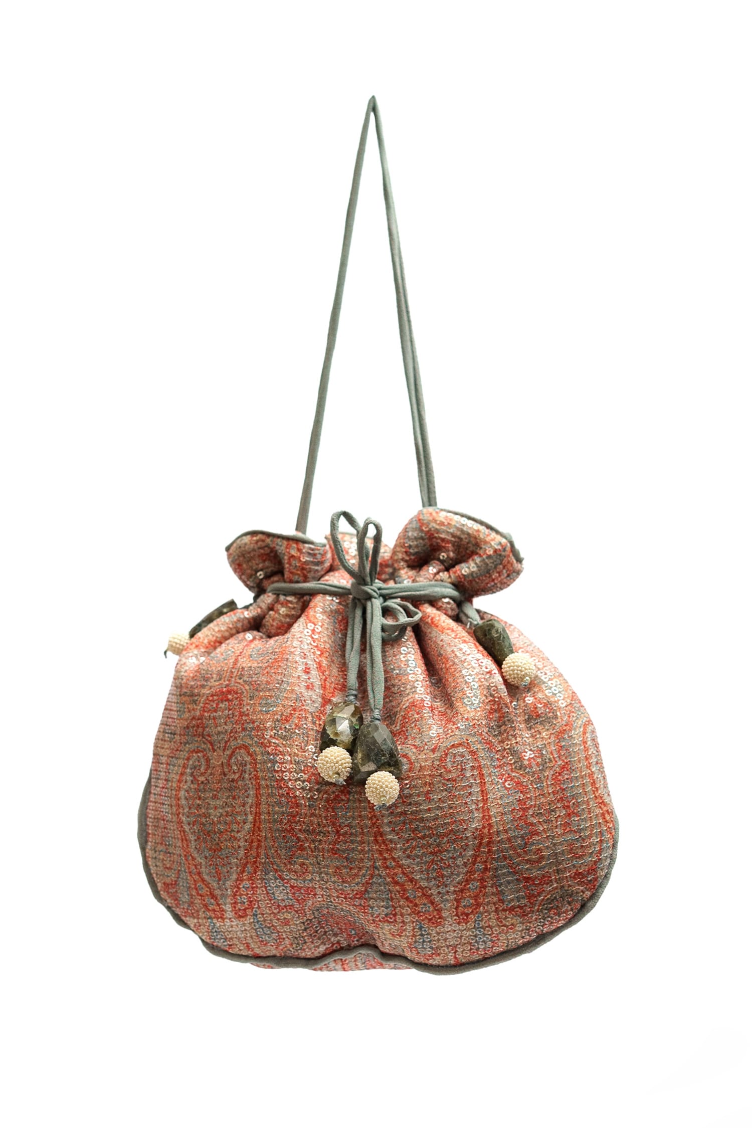 Buy Rabani & Rakha Paisley Print Potli Bag Online | Aza Fashions