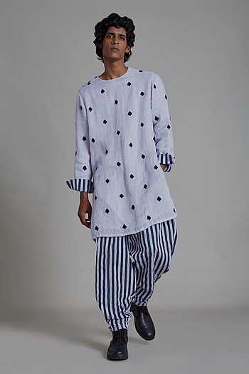 Buy Mati Purple Taash Cotton Striped Balloon Pant Online | Aza Fashions