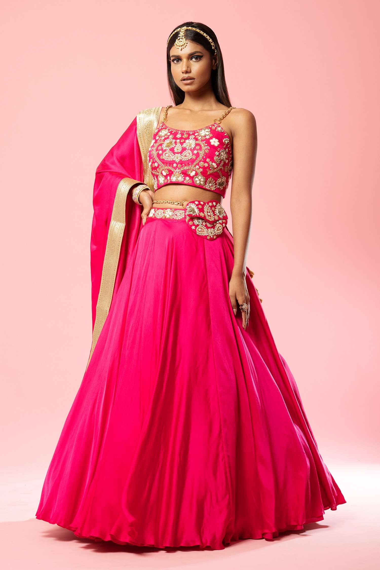 Buy Quench A Thirst Pink Modal Satin Floral Embroidered Blouse And ...