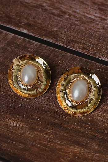 Buy Nepra by Neha Goel Pearl Embellished Studs Earrings Online | Aza ...