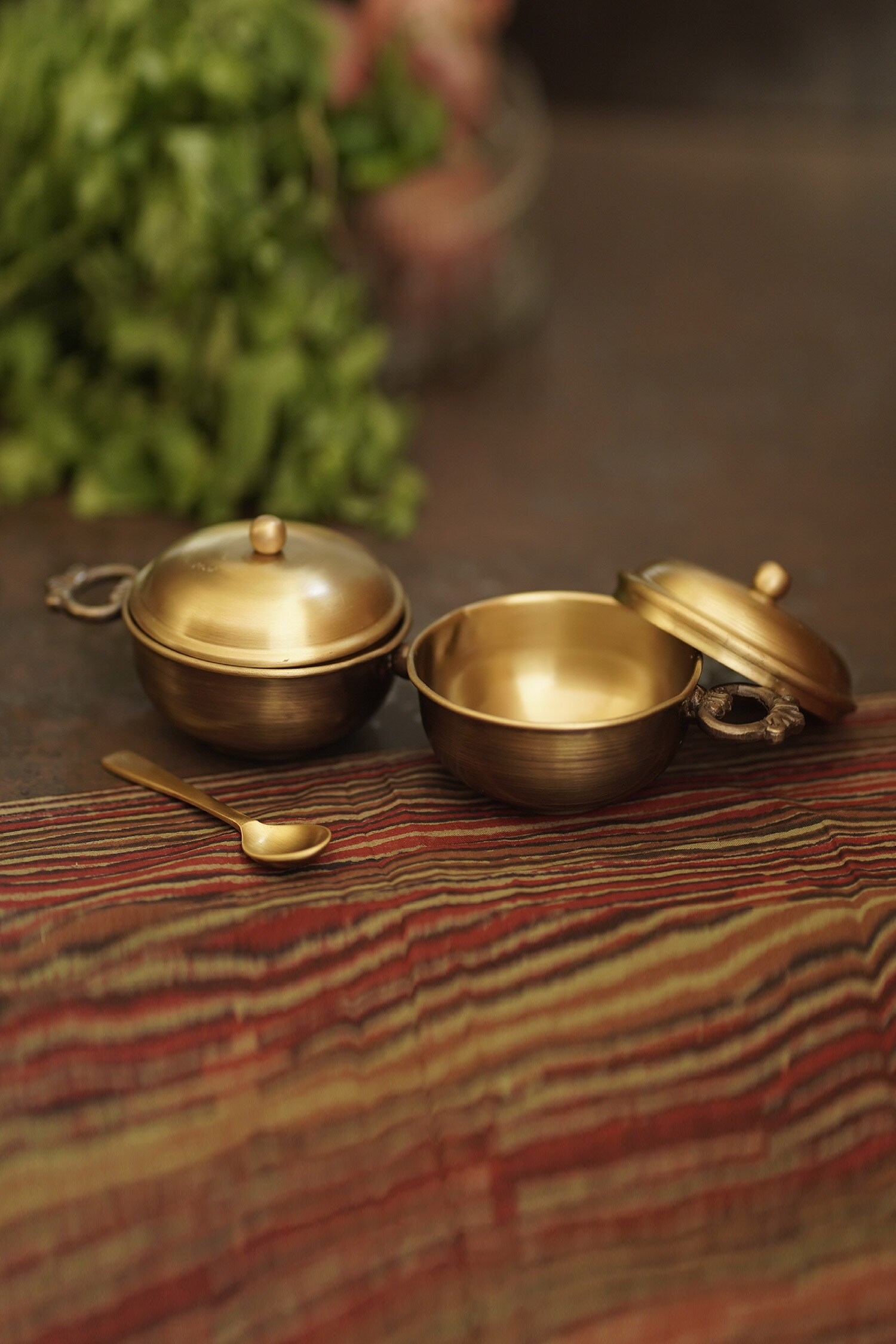 Buy COURTYARD Rangoli Chutney Bowl With Spoon Online | Aza Fashions