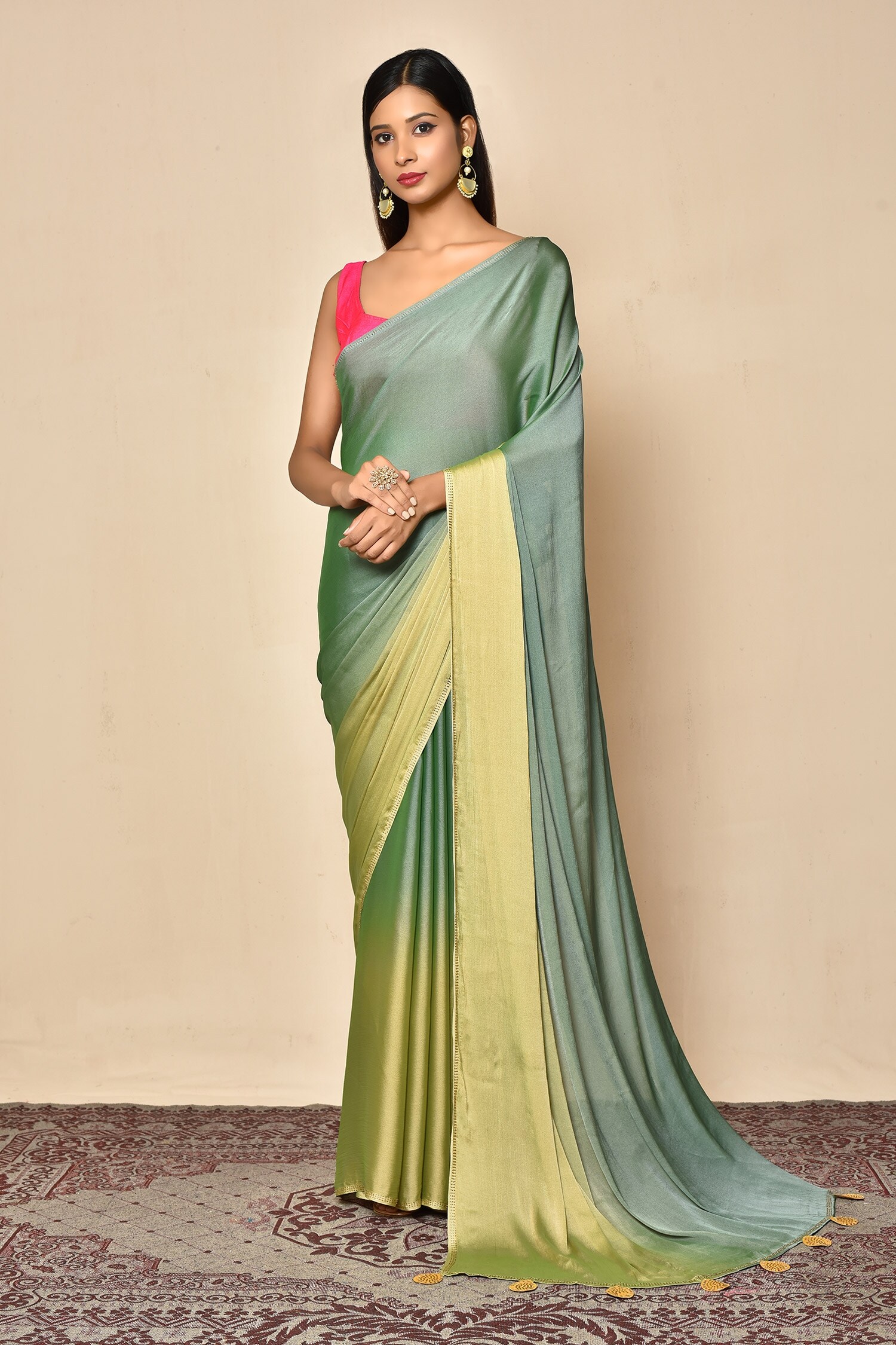Buy Naintara Bajaj Multi Color Chiffon Ombre Solid Saree Online | Aza ...