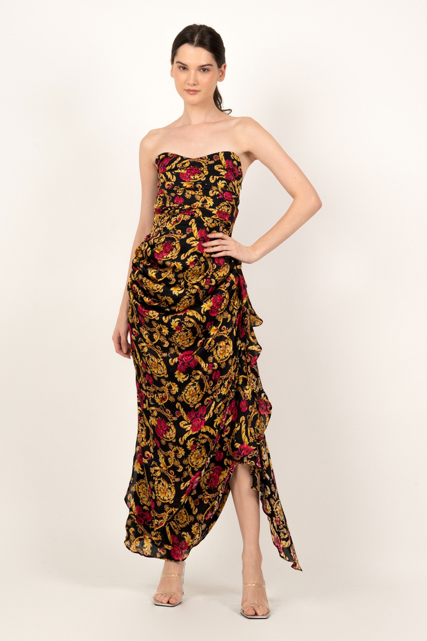 Buy sanam lalwani Black Bella Floral Pattern Silk Organza Dress Online ...