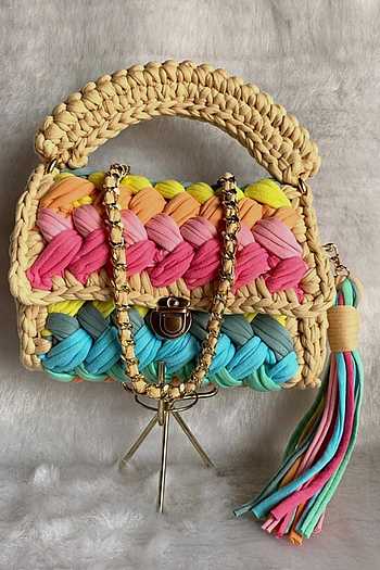 Buy Multi Color Braided Texture Cotton Sling Bag by BIJIT Online at Aza ...