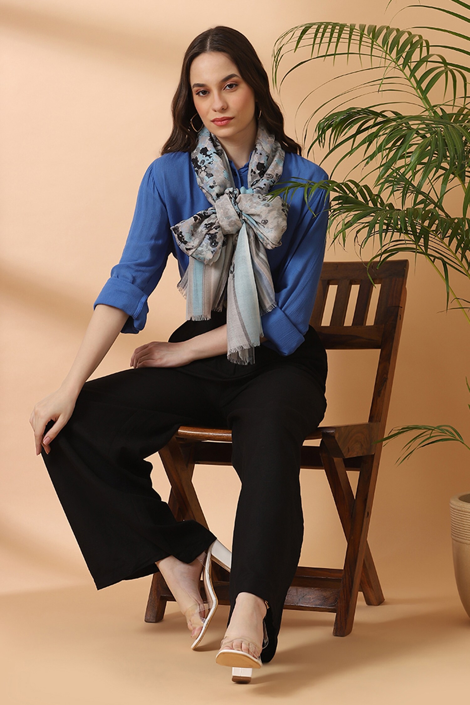 Buy Blue Printed Abstract Shawl by SHINGORA Online at Aza Fashions.