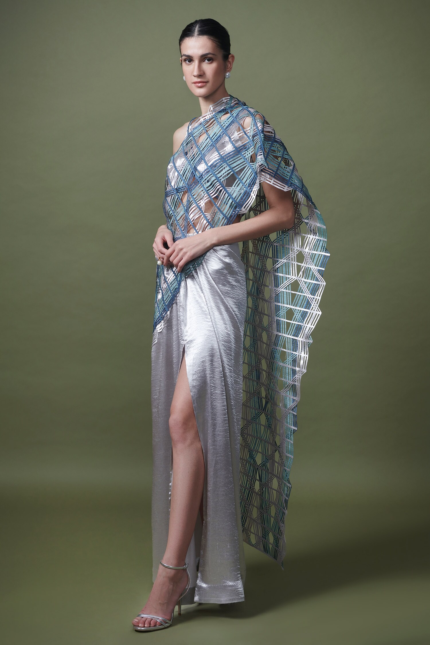 Buy Multi Color Diamond Pattern Pre-stitched Saree For Women by Shriya ...