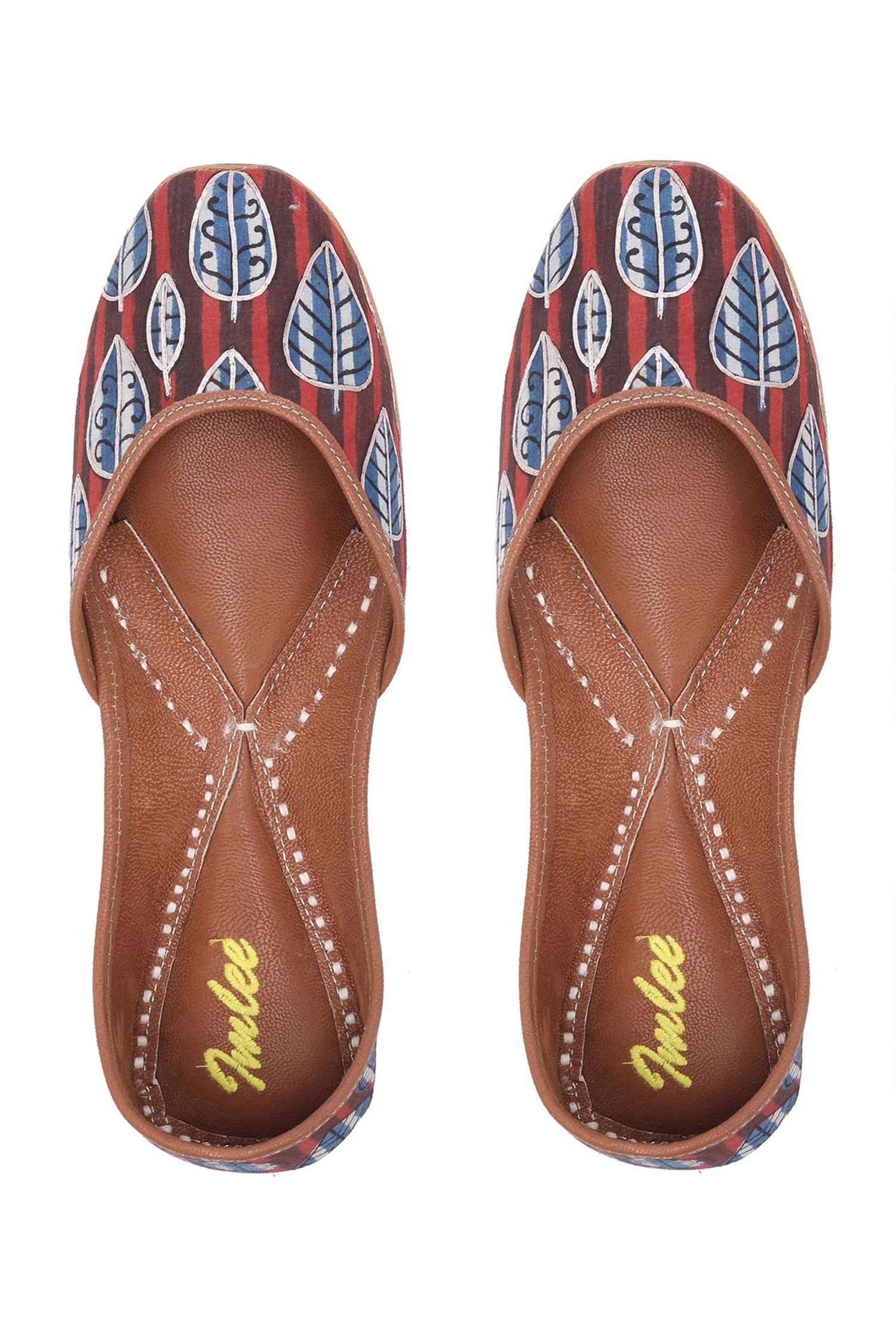 Buy Imlee Jaipur Brown Suede Sunahri Pattiyan Printed Juttis Online ...