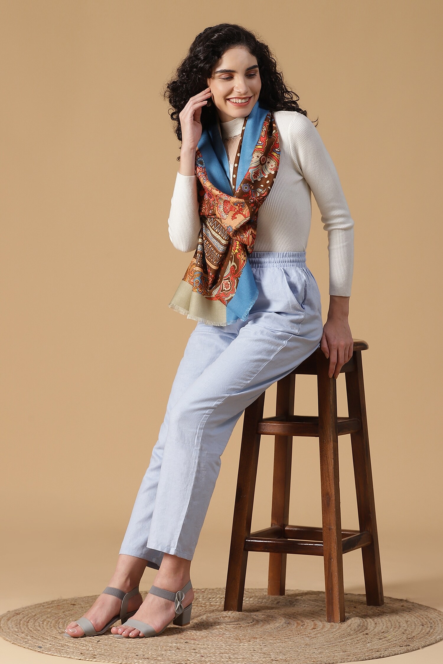 Buy Shingora Paisley And Polka Dot Pattern Stole Online | Aza Fashions