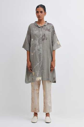 Buy Green Handwoven Hand Spun Indian Pattern Longline Shirt And Pant ...