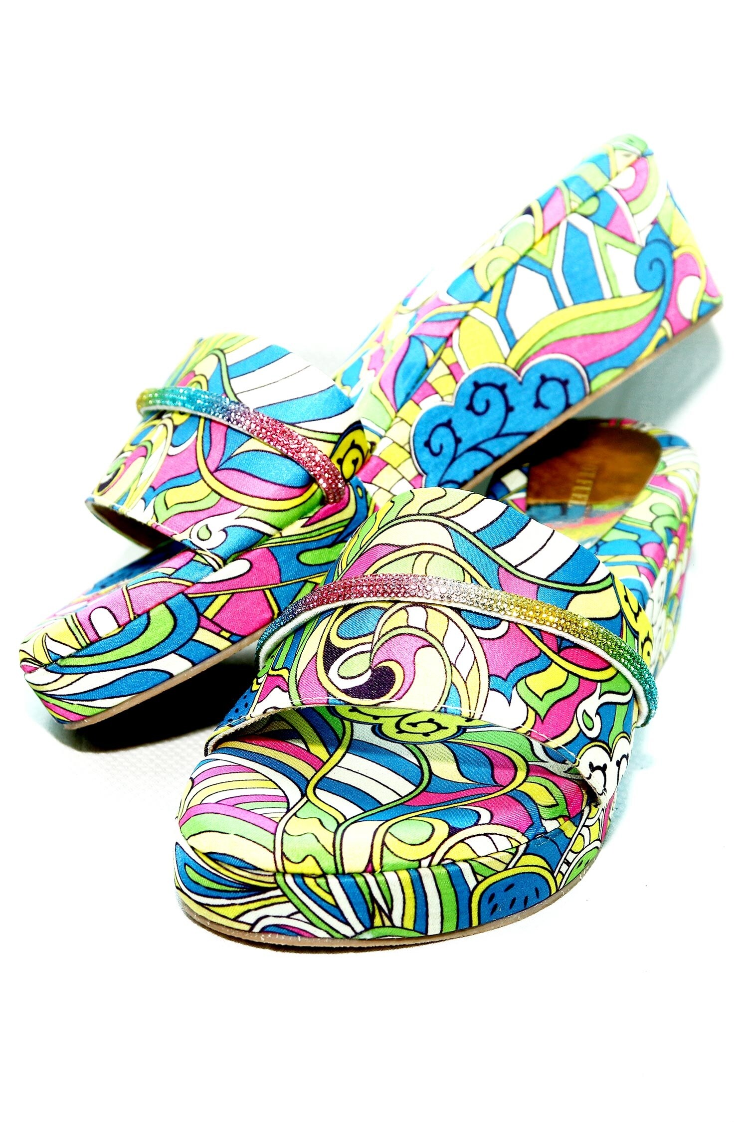 Buy Multi Color Printed Piper Pop Art Wedges by Foot Fuel Online at Aza ...